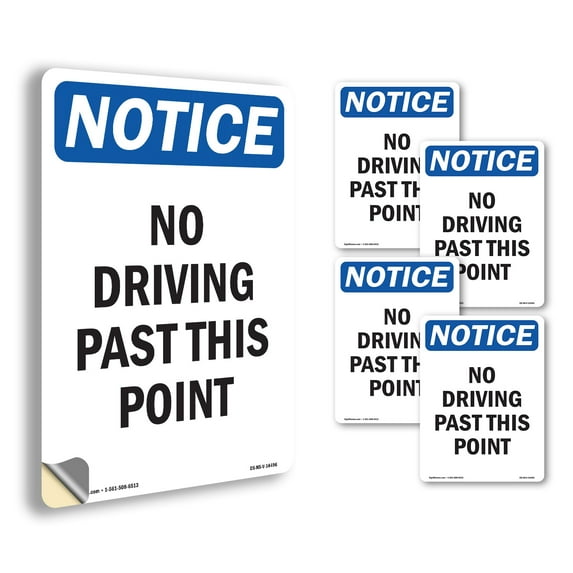 No Driving Past This Point OSHA Notice Vinyl Decal Label 18 Inch x 12 ...