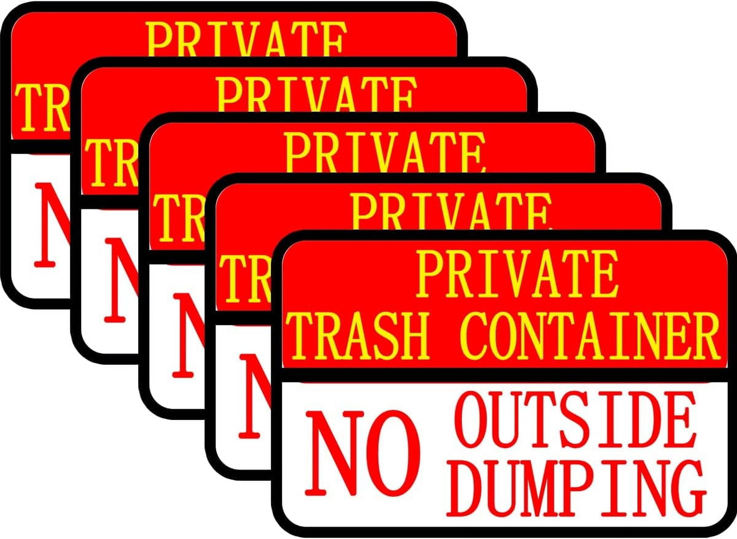 No Dumping Sign, 5X7 Inch Private Trash Container No Outside No Dumping ...