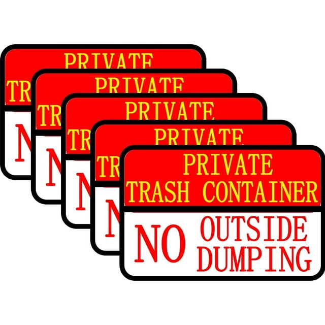 No Dumping Sign, 5X7 Inch Private Trash Container No Outside No Dumping ...