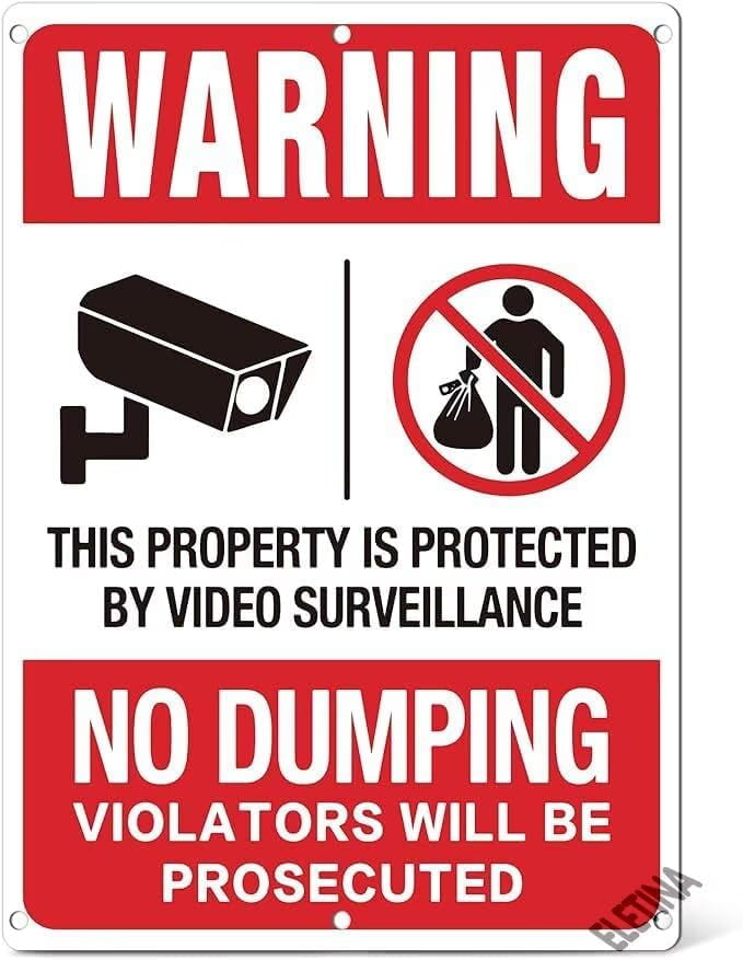 No Dumping Signs Private Property Sign No Dumping Video Surveillance ...