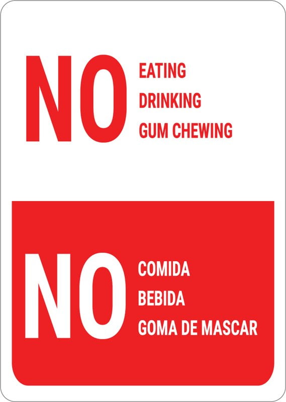 No Eating Drinking Gum Chewing Bilingual Spanish Retro Vintage Sign ...