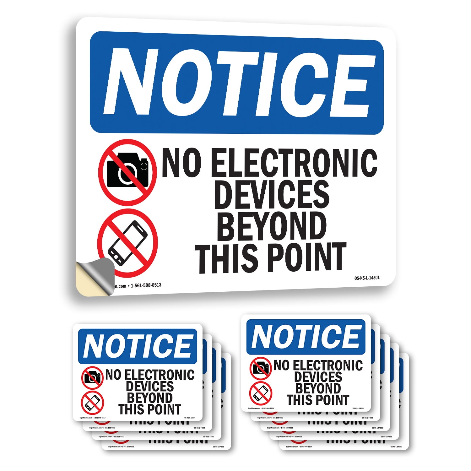 No Electronic Devices Beyond With Symbol OSHA Notice Vinyl Decal Label ...