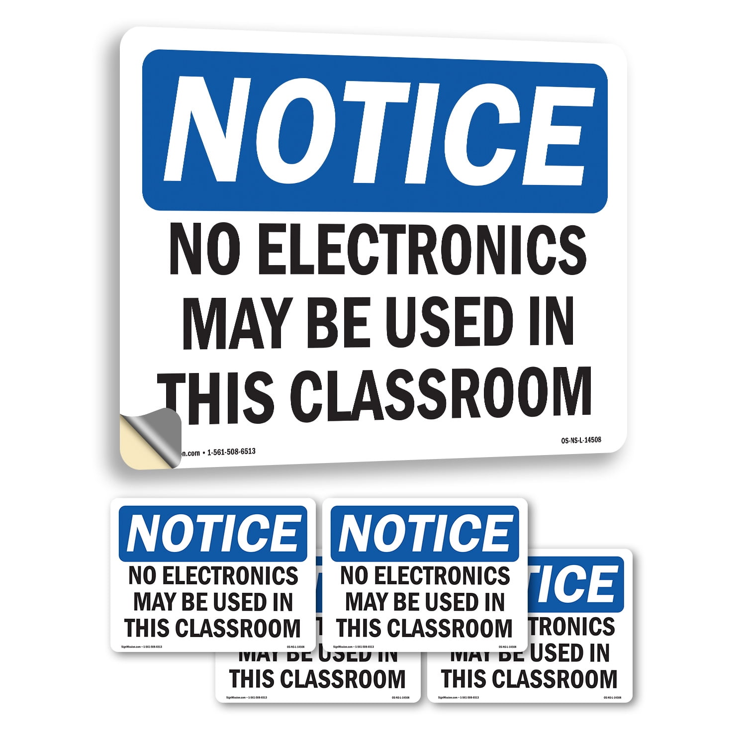 No Electronics May Be Used In This Classroom OSHA Notice Vinyl Decal ...