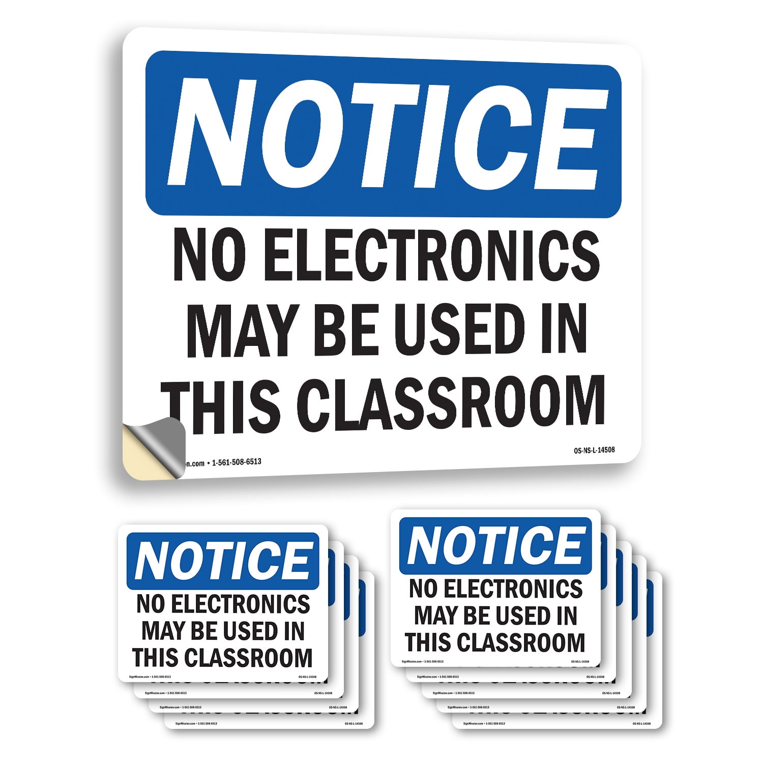 No Electronics May Be Used In This Classroom OSHA Notice Vinyl Decal ...