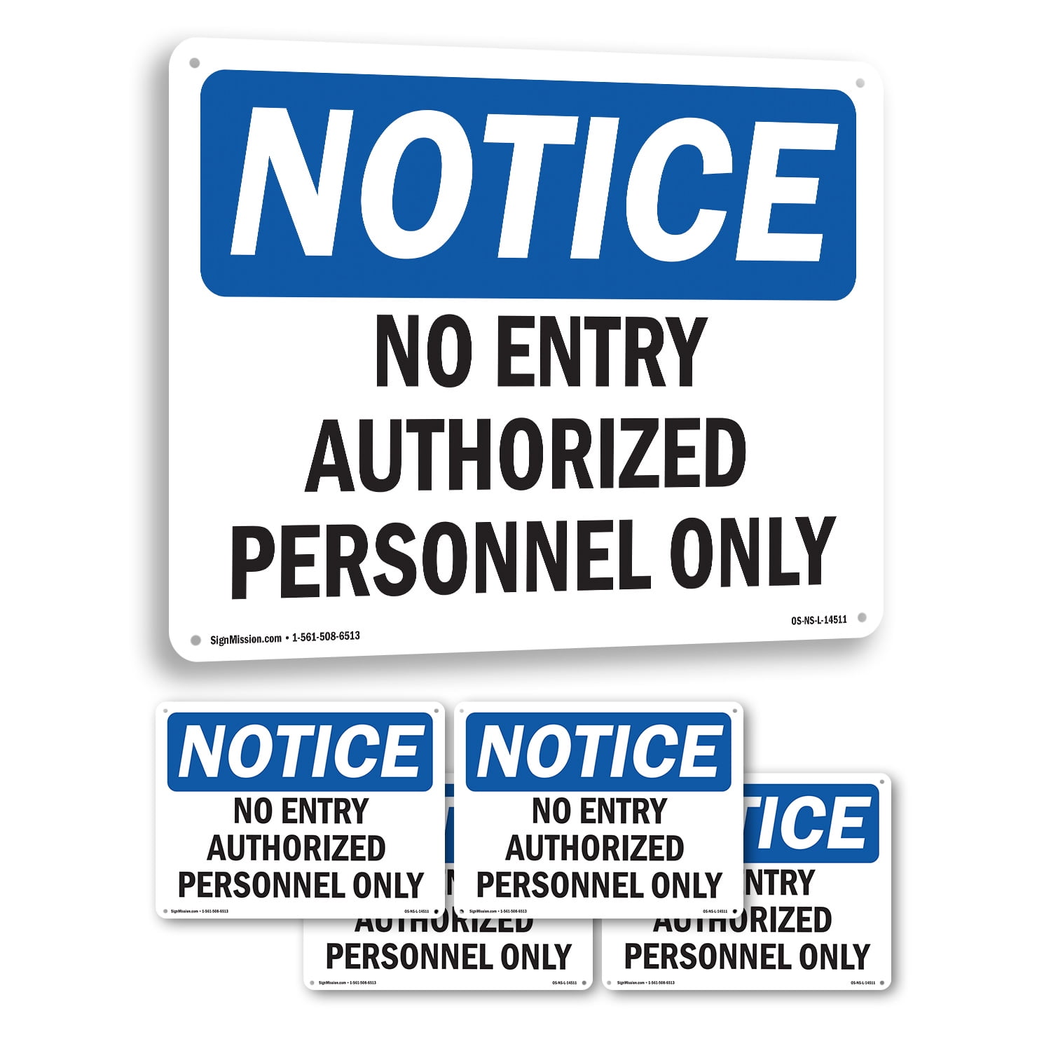 No Entry Authorized Personnel Only OSHA Notice Aluminum Sign 14 Inch x ...