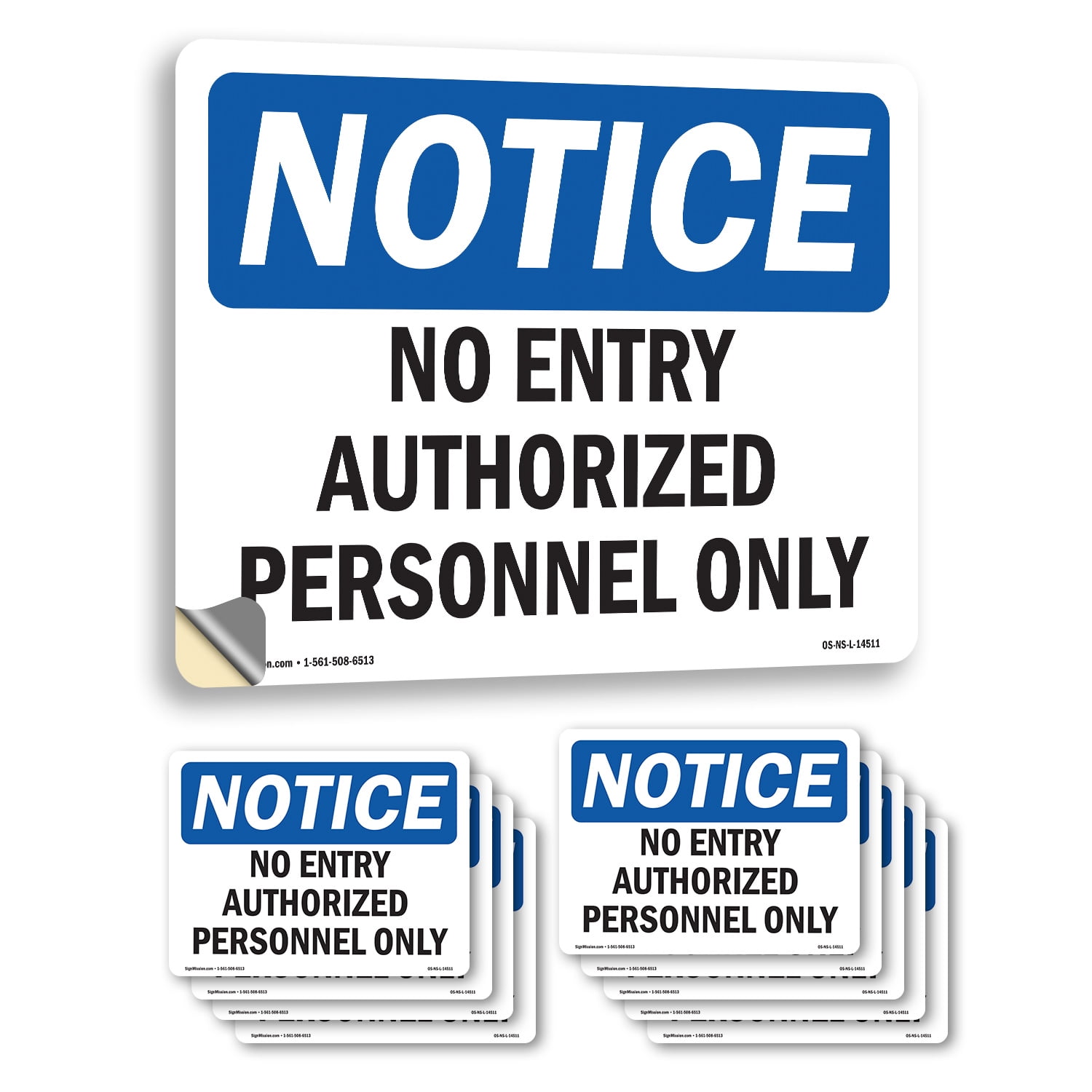 No Entry Authorized Personnel Only OSHA Notice Vinyl Decal Label 18 ...
