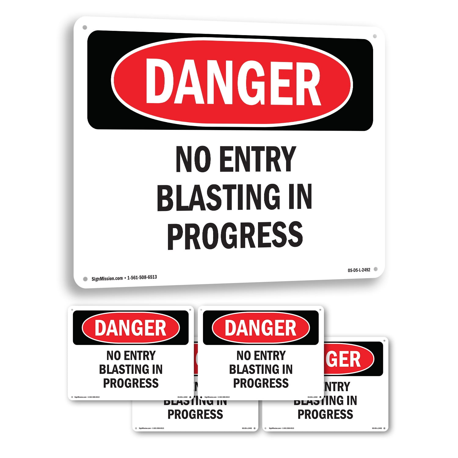 No Entry Blasting In Progress OSHA Danger Rigid Plastic Sign 10 Inch x ...
