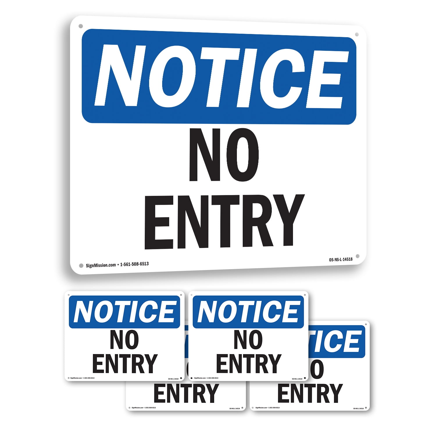 No Entry OSHA Notice Rigid Plastic Sign 10 Inch x 7 Inch - 5 Pack ...
