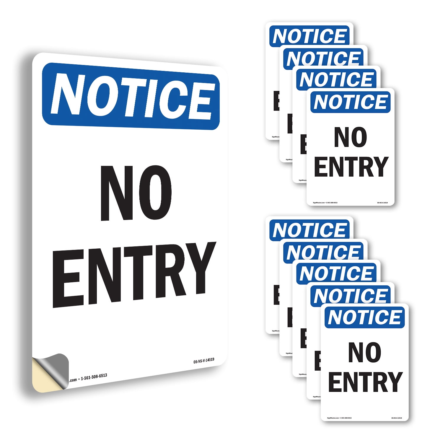 No Entry OSHA Notice Vinyl Decal Label 10 Inch x 7 Inch - 10 Pack ...