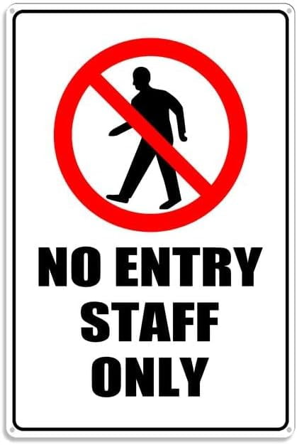 No Entry Staff Only Metal Sign With Symbol, Aluminum Uv Printed,4 Pre ...