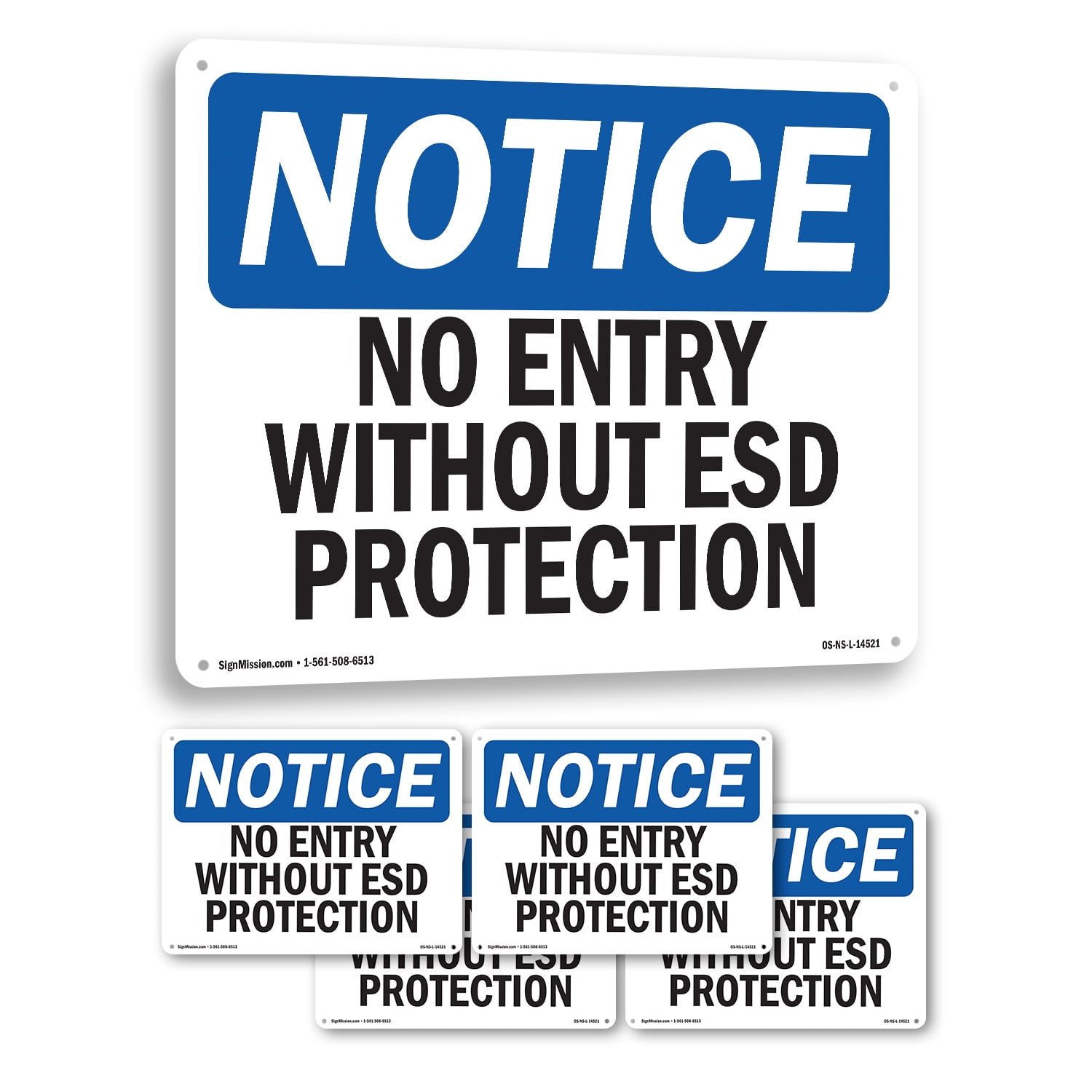No Entry Without ESD Protection OSHA Notice Rigid Plastic Sign 10 Inch ...