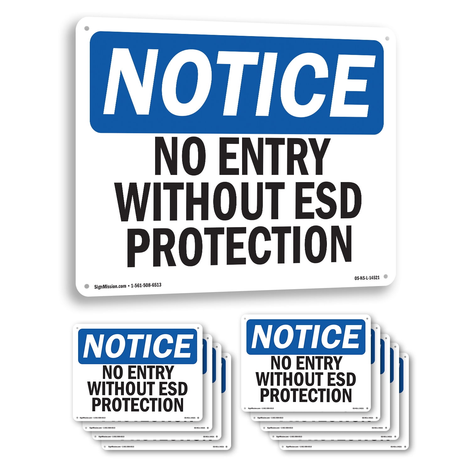 No Entry Without ESD Protection OSHA Notice Rigid Plastic Sign 24 Inch ...