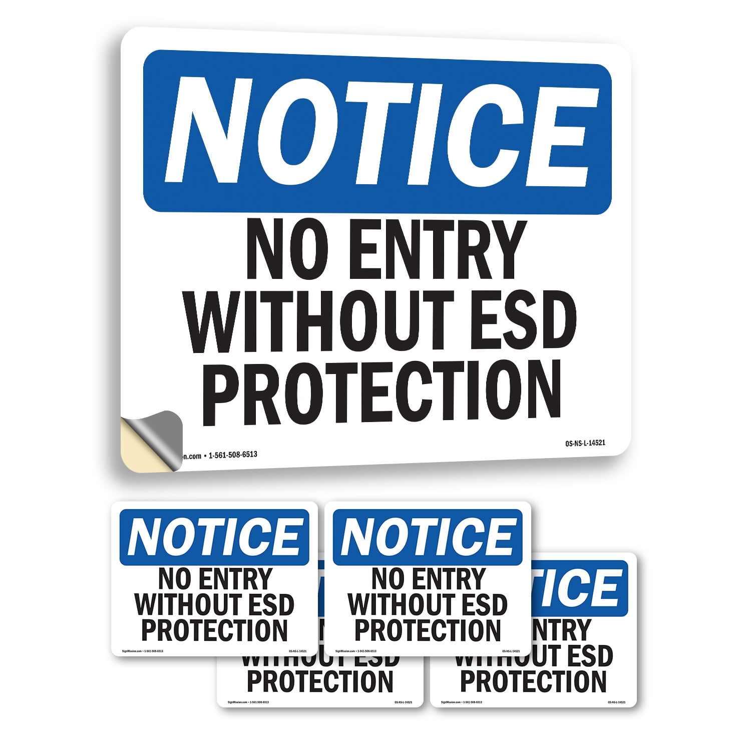 No Entry Without ESD Protection OSHA Notice Vinyl Decal Label 24 Inch x ...