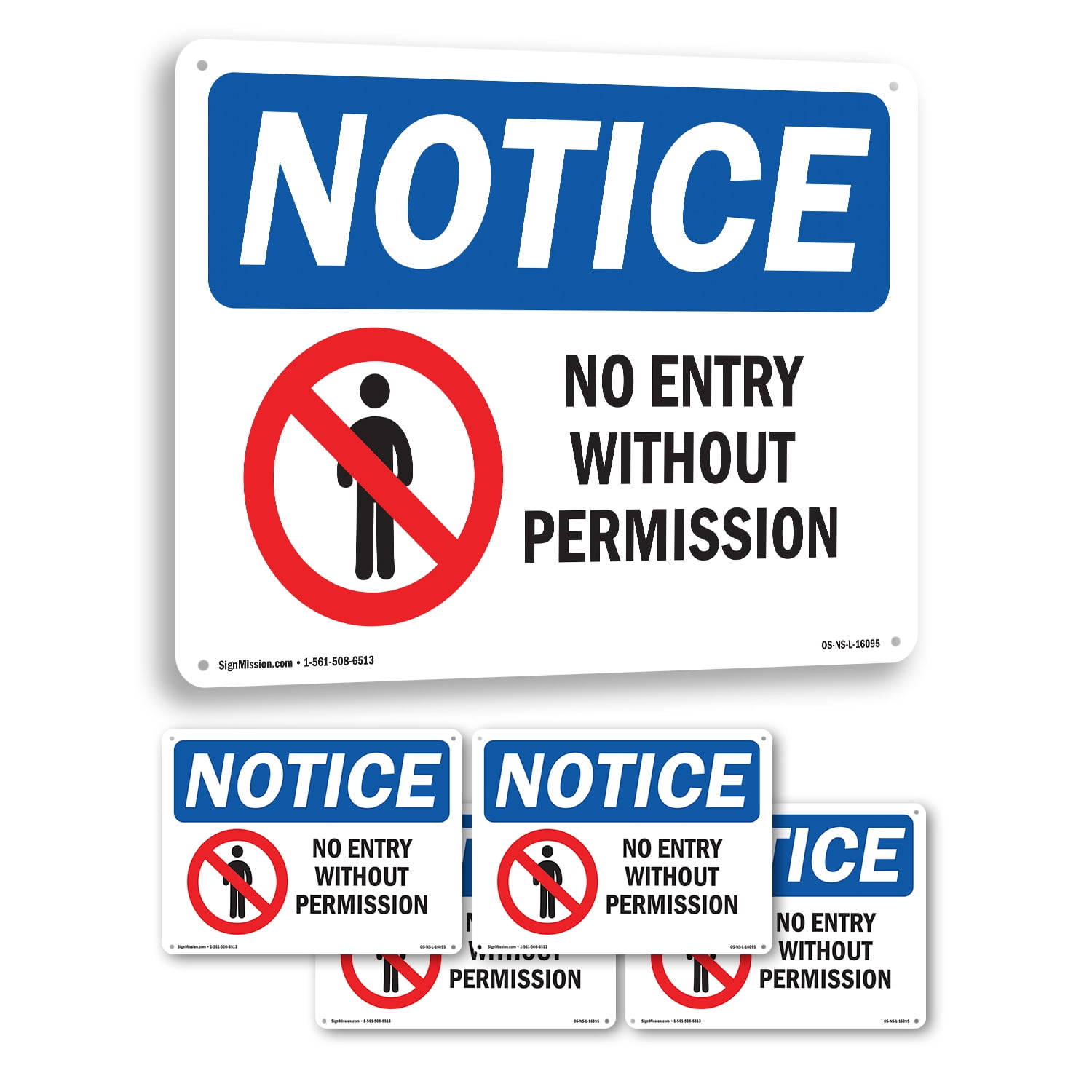 No Entry Without Permission OSHA Notice Aluminum Sign 24 Inch x 18 Inch ...