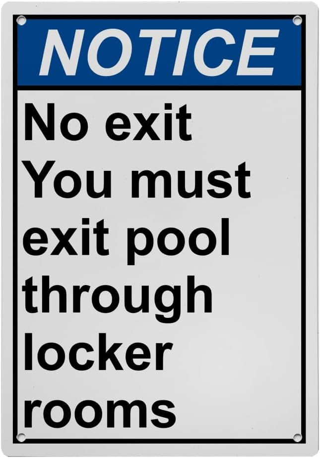 No Exit Pool Locker Room Exit Sign, Industrial Not an Exit Sign 8"x12 ...