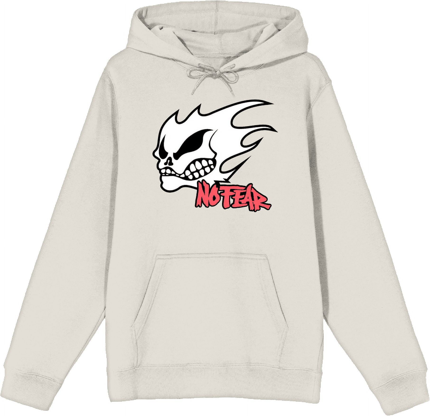 No Fear Fire Skull Logo Adult Sand Long Sleeve Hoodie-Large - Walmart.com