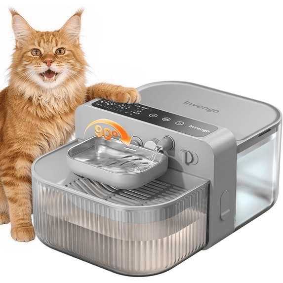 No-Filter Wireless Cat Water Fountain, 3.5L Stainless Steel Pet ...
