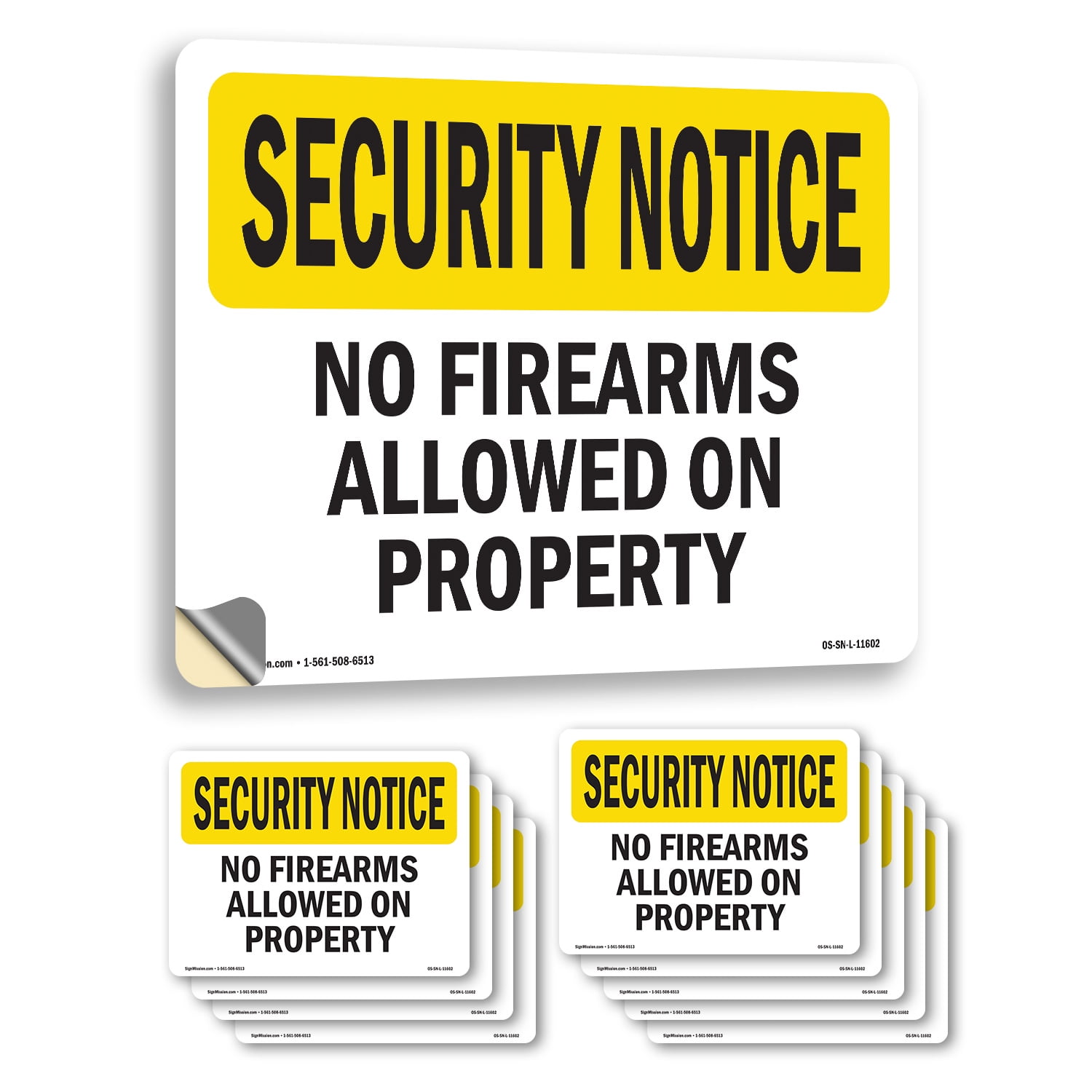 No Firearms Allowed On Property OSHA Security Notice Vinyl Decal Label ...