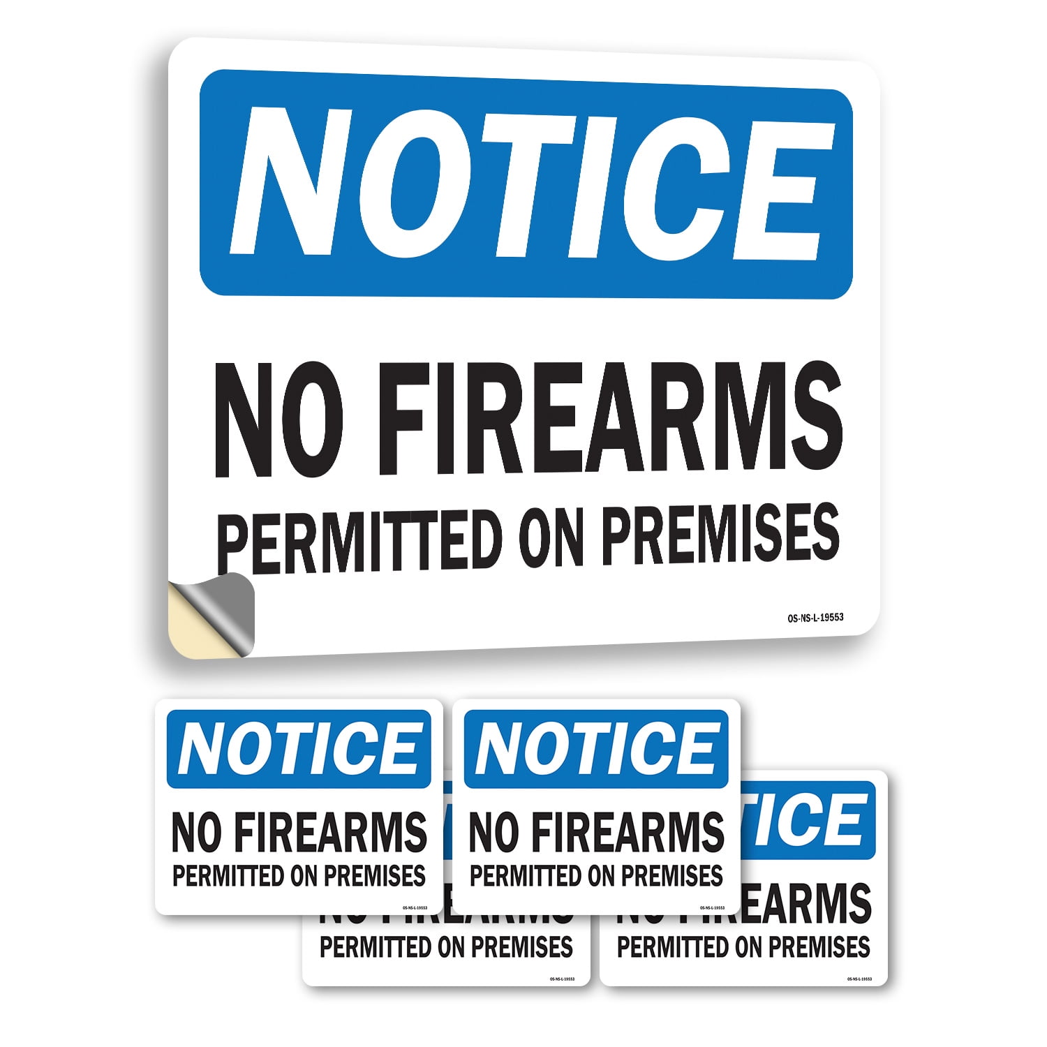No Firearms Permitted On Premises OSHA Notice Vinyl Decal Label 10 Inch ...
