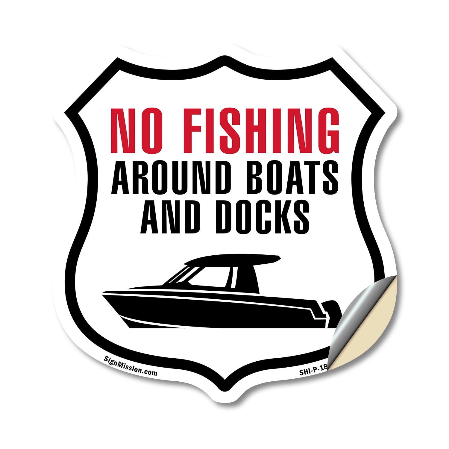 No Fishing Around Boats And Docks (2 Pack) 12 inch X 12 inch Shield ...