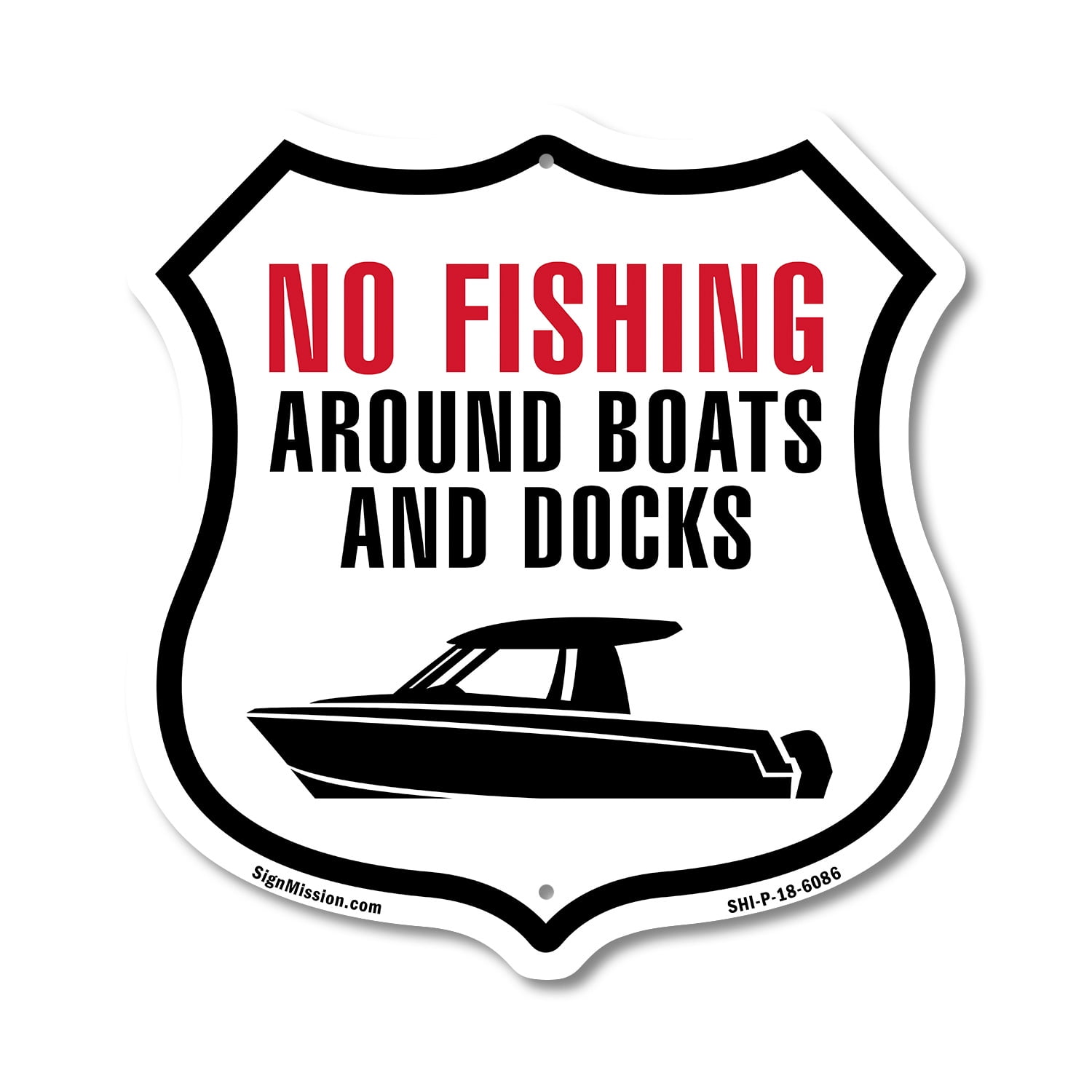 No Fishing Around Boats And Docks (2 Pack) 12 inch X 12 inch Shield ...