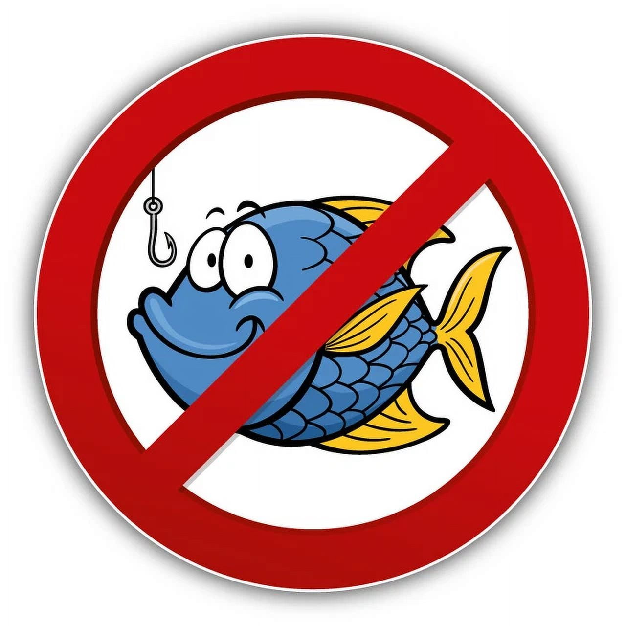 No Fishing Ban Stop Sign Car Sticker Phone Decal Water Bottle Stickers ...