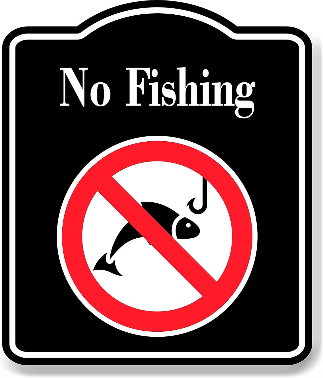 No Fishing Symbol BLACK Aluminum Composite Sign, 8.5"x10" - Walmart.com