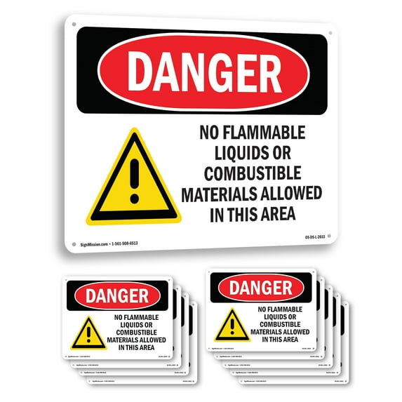 No Flammable Liquids In This Area OSHA Danger Aluminum Sign 18 Inch x ...