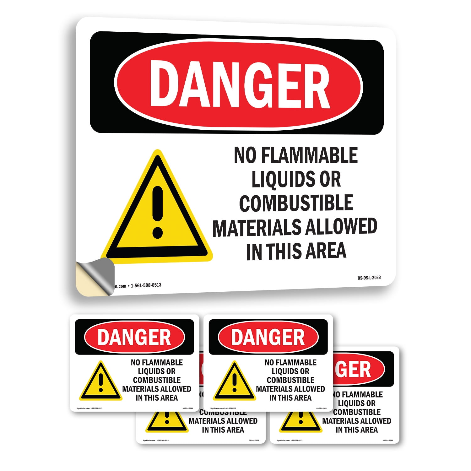 No Flammable Liquids In This Area OSHA Danger Vinyl Decal Label 18 Inch ...