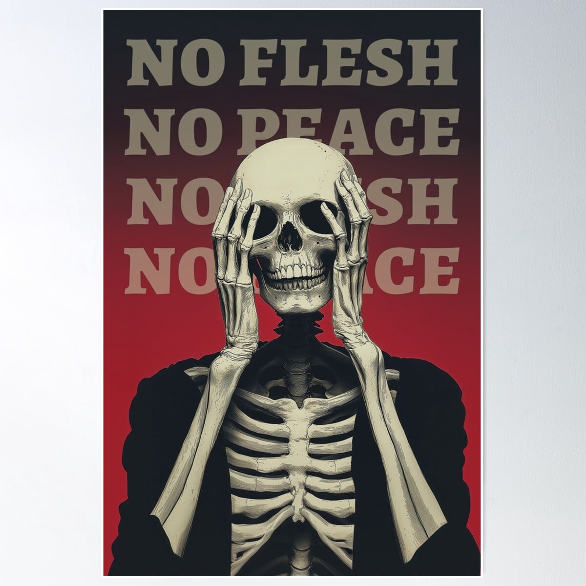 No Flesh No Peace – Edgy Skeleton Dark Humor Design Poster Wall Art ...