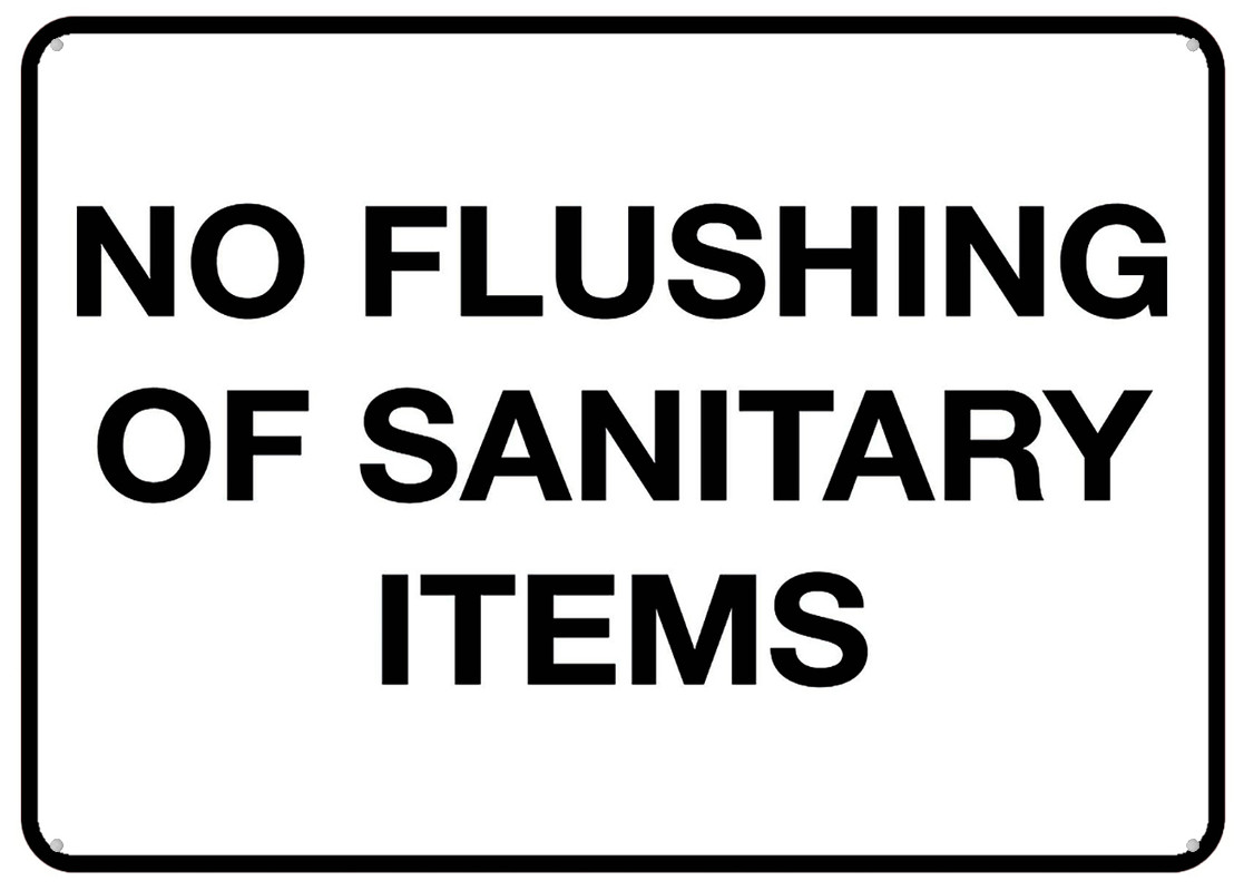 No Flushing Of Sanitary Items Sign 8 X 12 Inches Rust Free . Aluminum ...