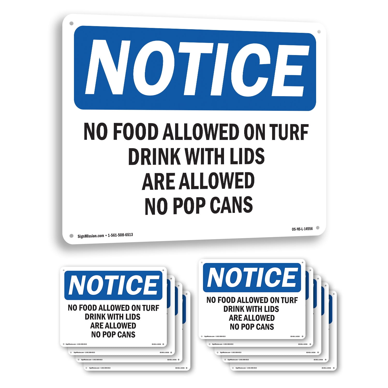 No Food Allowed On Turf Drinks With Lids OSHA Notice Rigid Plastic Sign ...