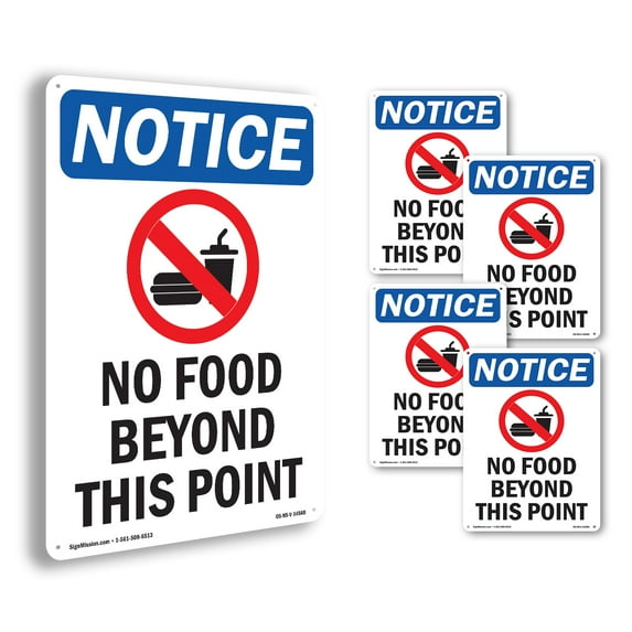 No Food Beyond This Point OSHA Notice Aluminum Sign 18 Inch x 12 Inch ...