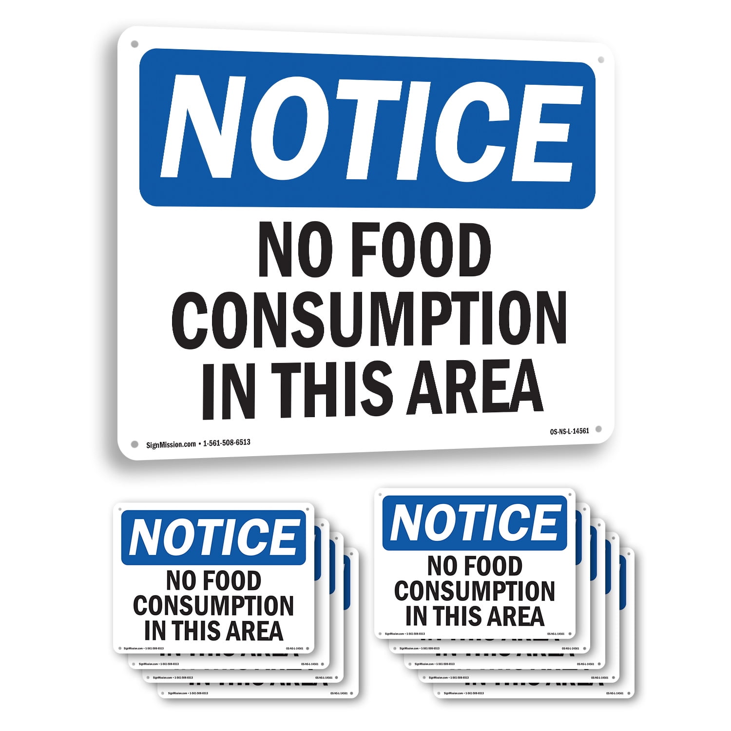 No Food Consumption In This Area OSHA Notice Rigid Plastic Sign 24 Inch ...