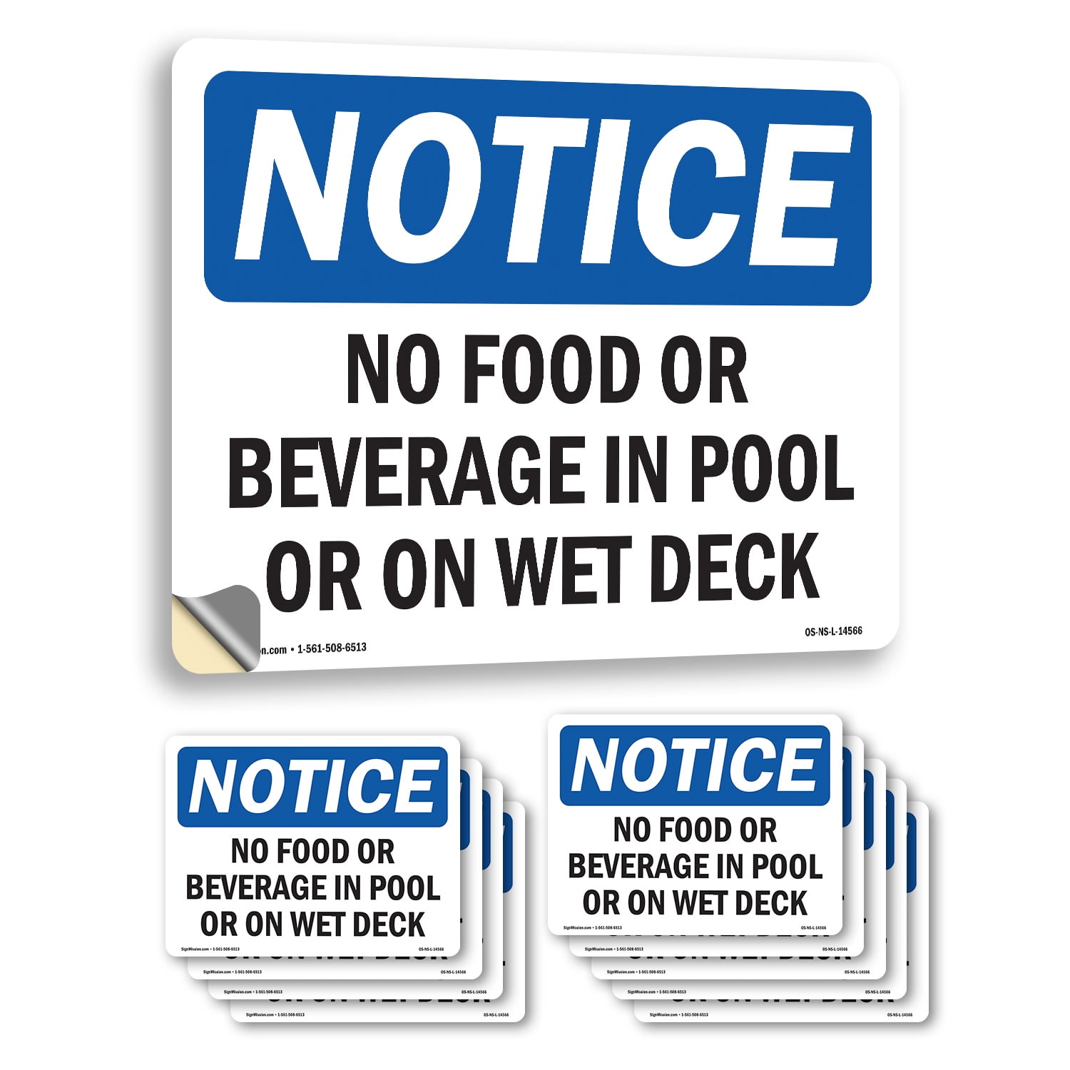 No Food Or Beverages In Pool Or On Wet Deck OSHA Notice Vinyl Decal ...