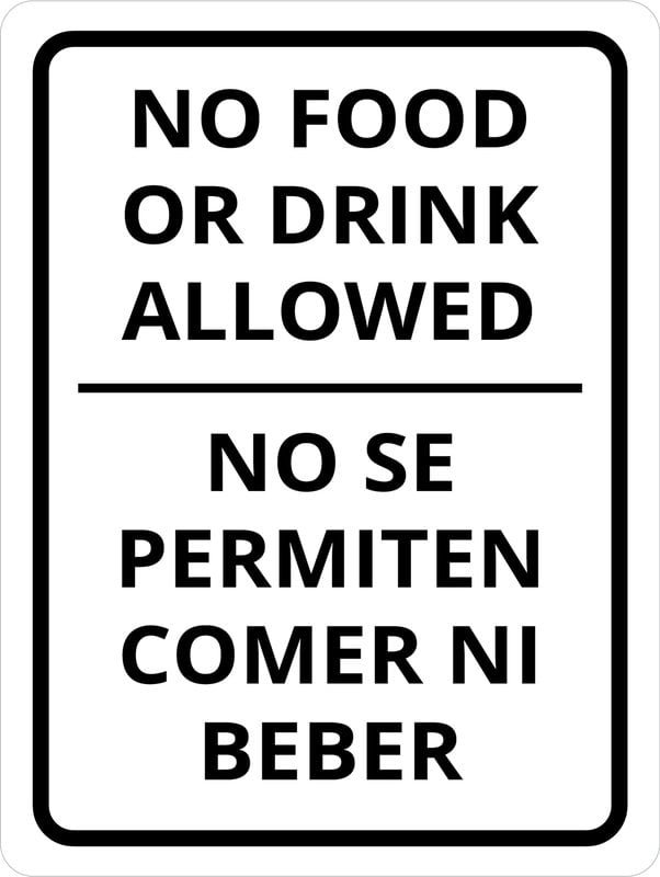 No Food Or Drink Allowed Bilingual Spanish Retro Vintage Sign Home Bar ...