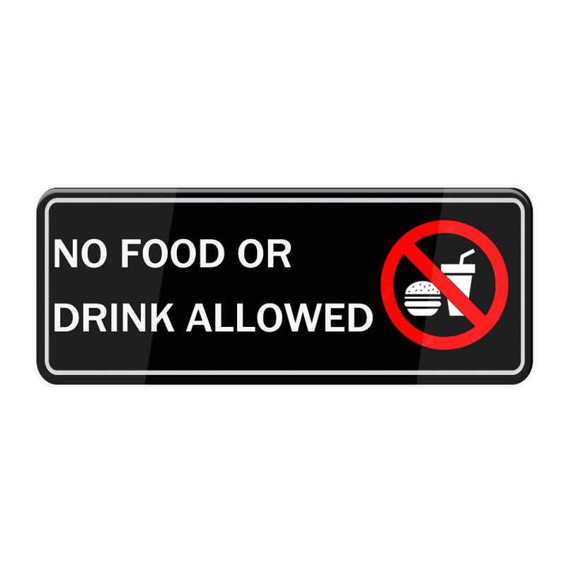 No Food Or Drink Allowed Sign Stickers, 10X3 Inch Acrylic Plaque With ...