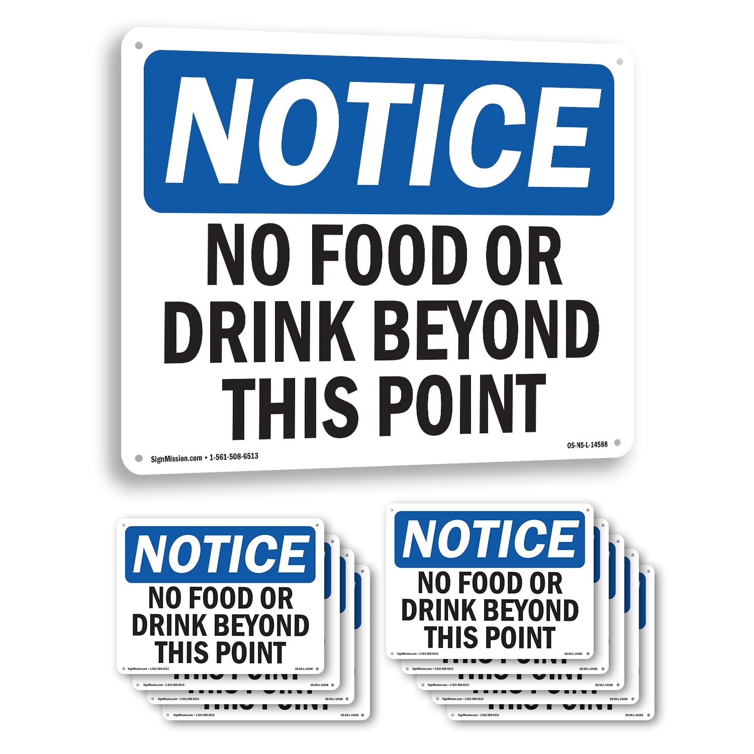 No Food Or Drink Beyond This Point OSHA Notice Aluminum Sign 14 Inch x 10 Inch - 10 Pack ...