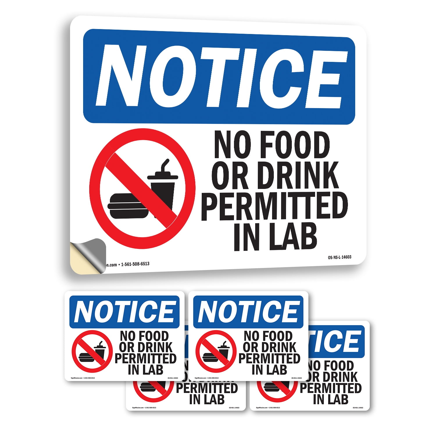 No Food Or Drink Permitted In Lab With Symbol OSHA Notice Vinyl Decal ...