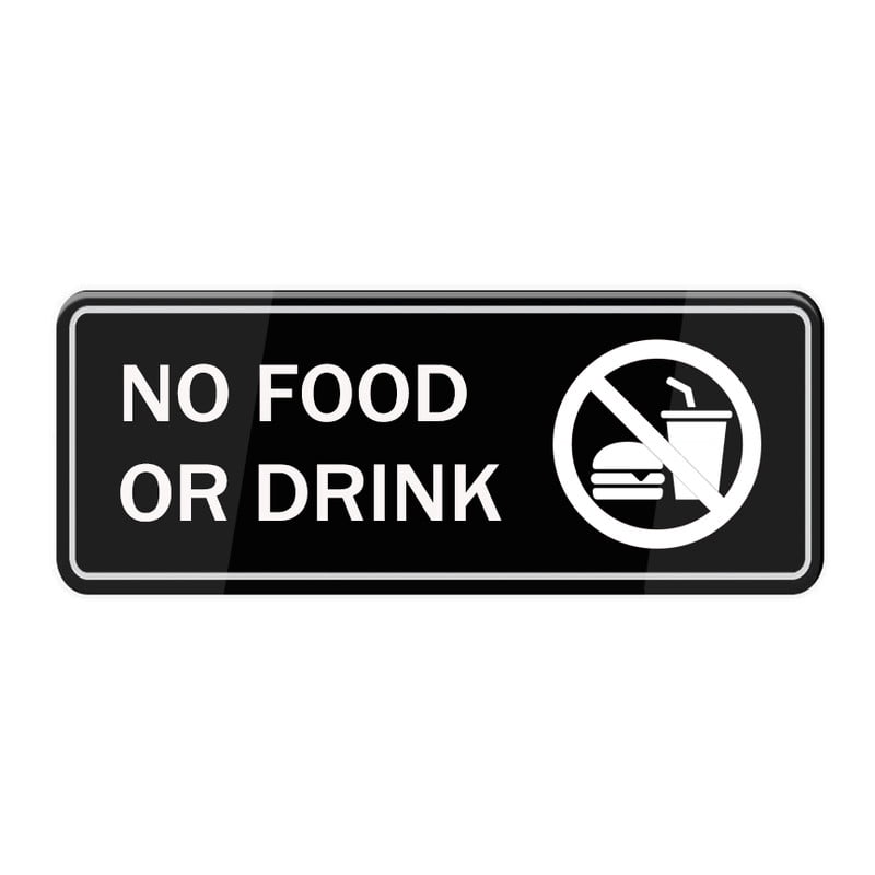 No Food Or Drink Sign 10X3 Inch Acrylic Plastic Sign With Symbols, Self ...