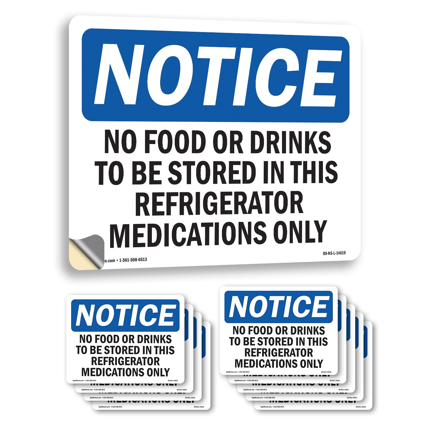 No Food Or Drinks To Be Stored In This Refrigerator OSHA Notice Vinyl ...
