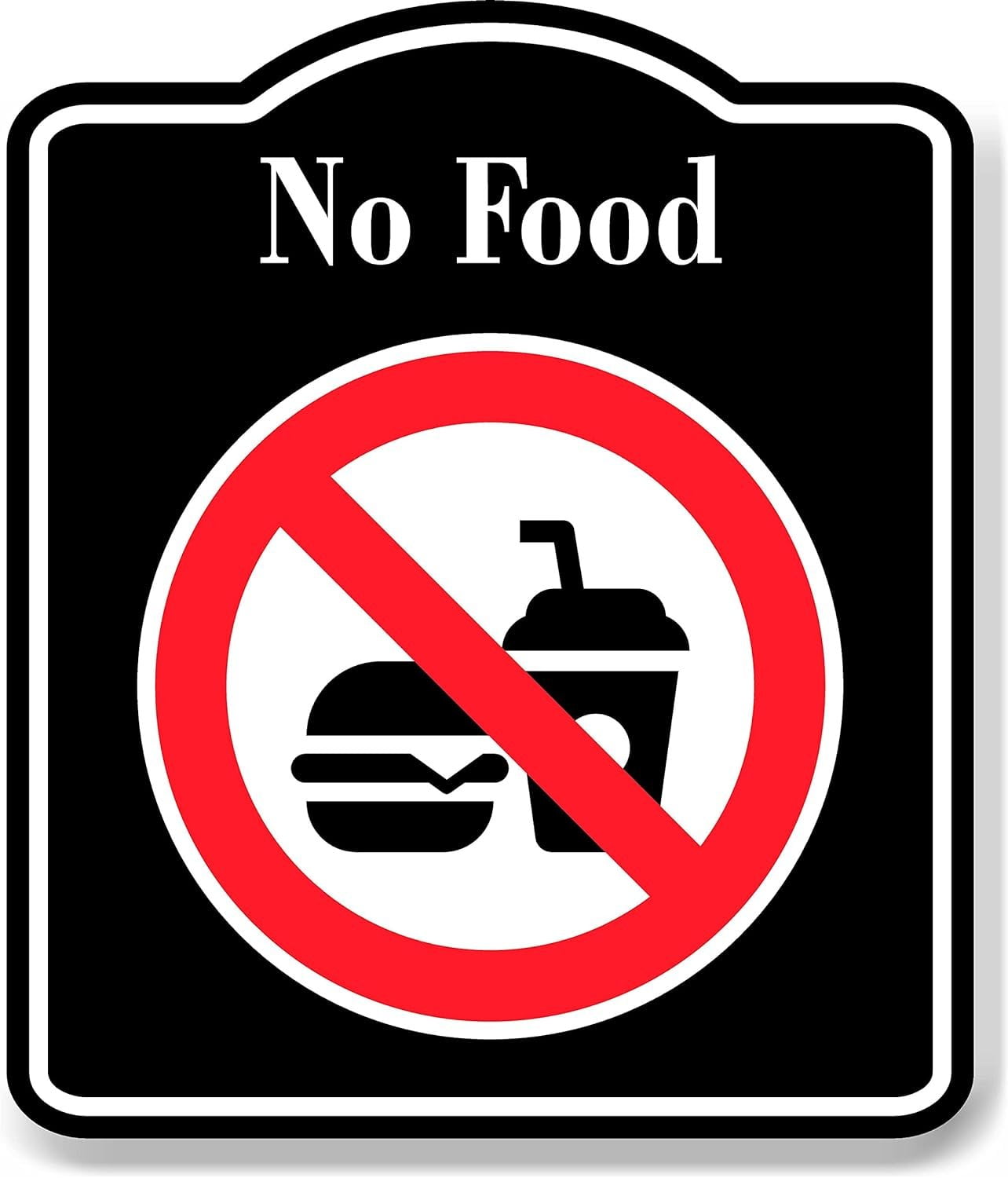 No Food Symbol Prohibition BLACK Aluminum Composite Sign, 20"x24" - Walmart.com
