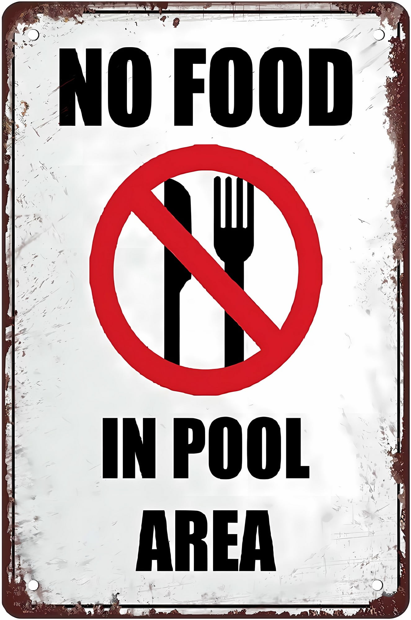 No Food in Pool Area Aluminum Metal Tin Sign - 8"x12", Rust Free Pool ...