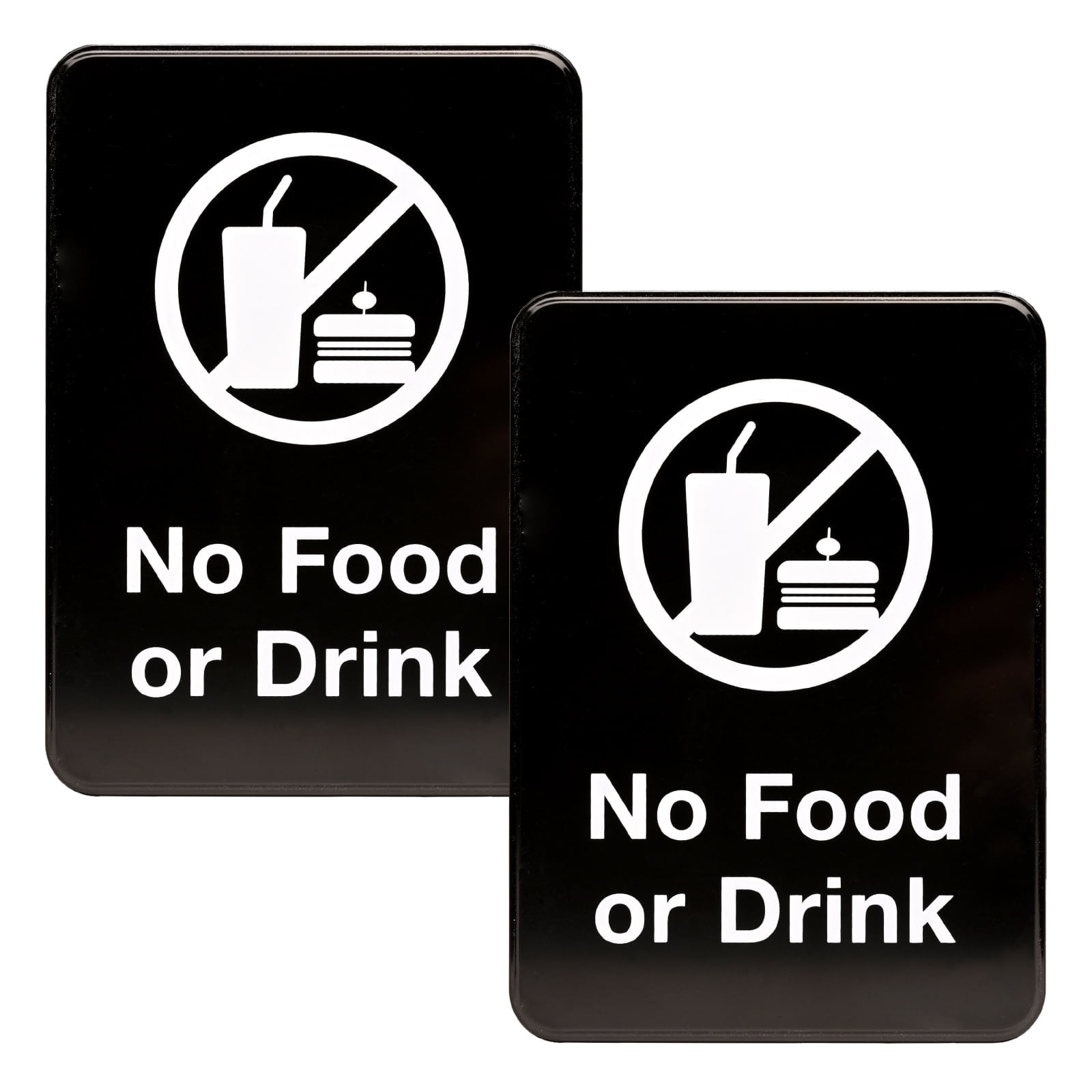 No Food or Drink Sign: Easy to Mount with Symbols 9x3, Pack of 3 (Black ...