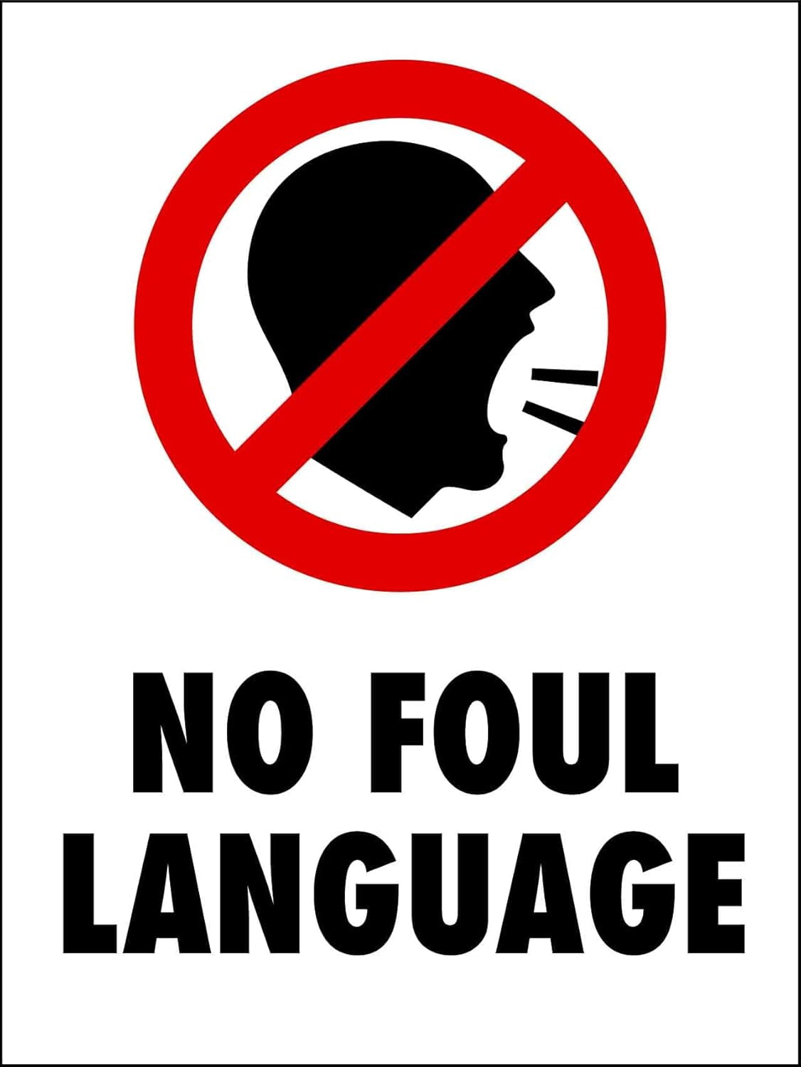 No Foul Language Sign - Prohibition Sign, 8 X 12 Inch Metal Tin Sign ...