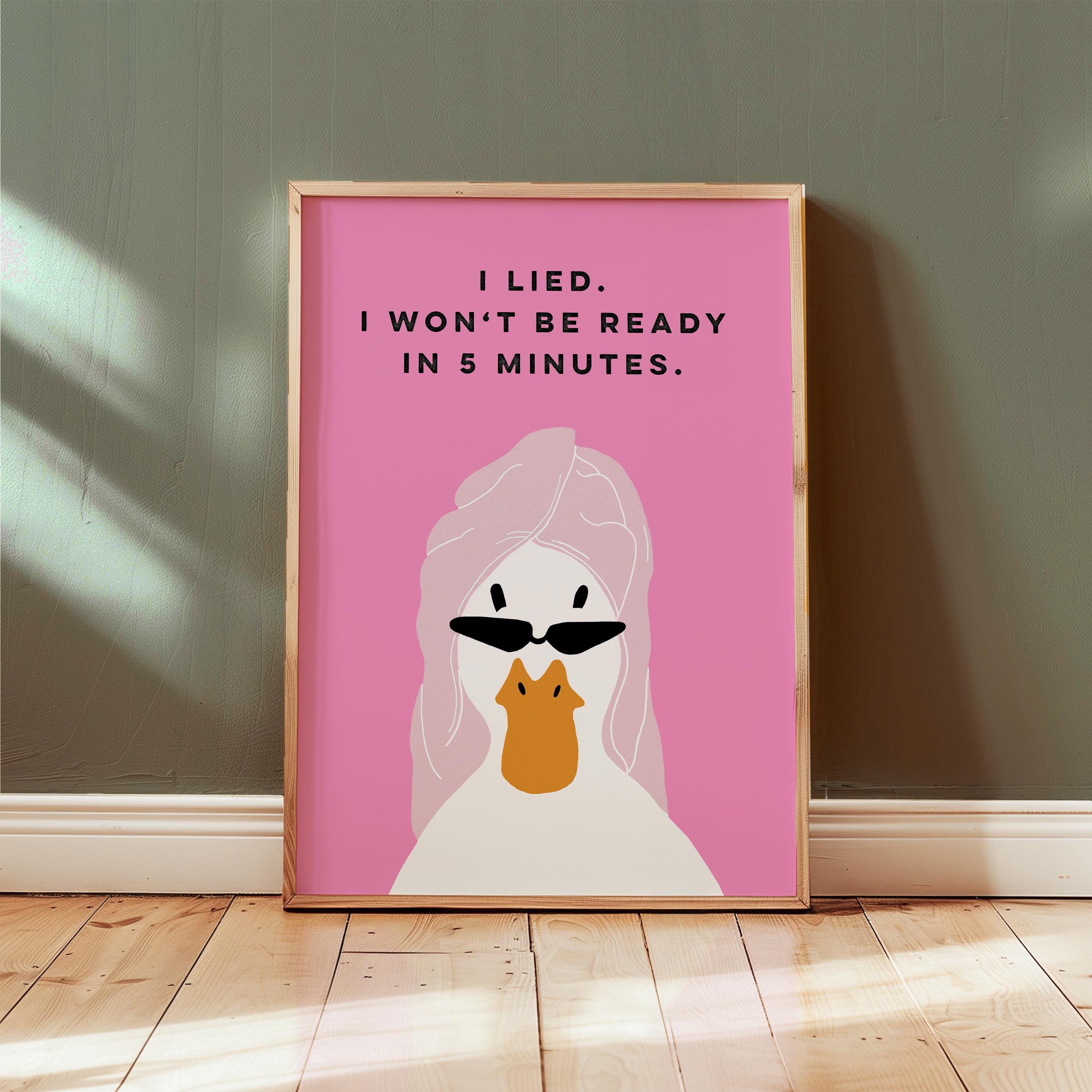 No Frame Diva Duck Bathroom Art Print: Pink Retro Humor, Self-Care ...
