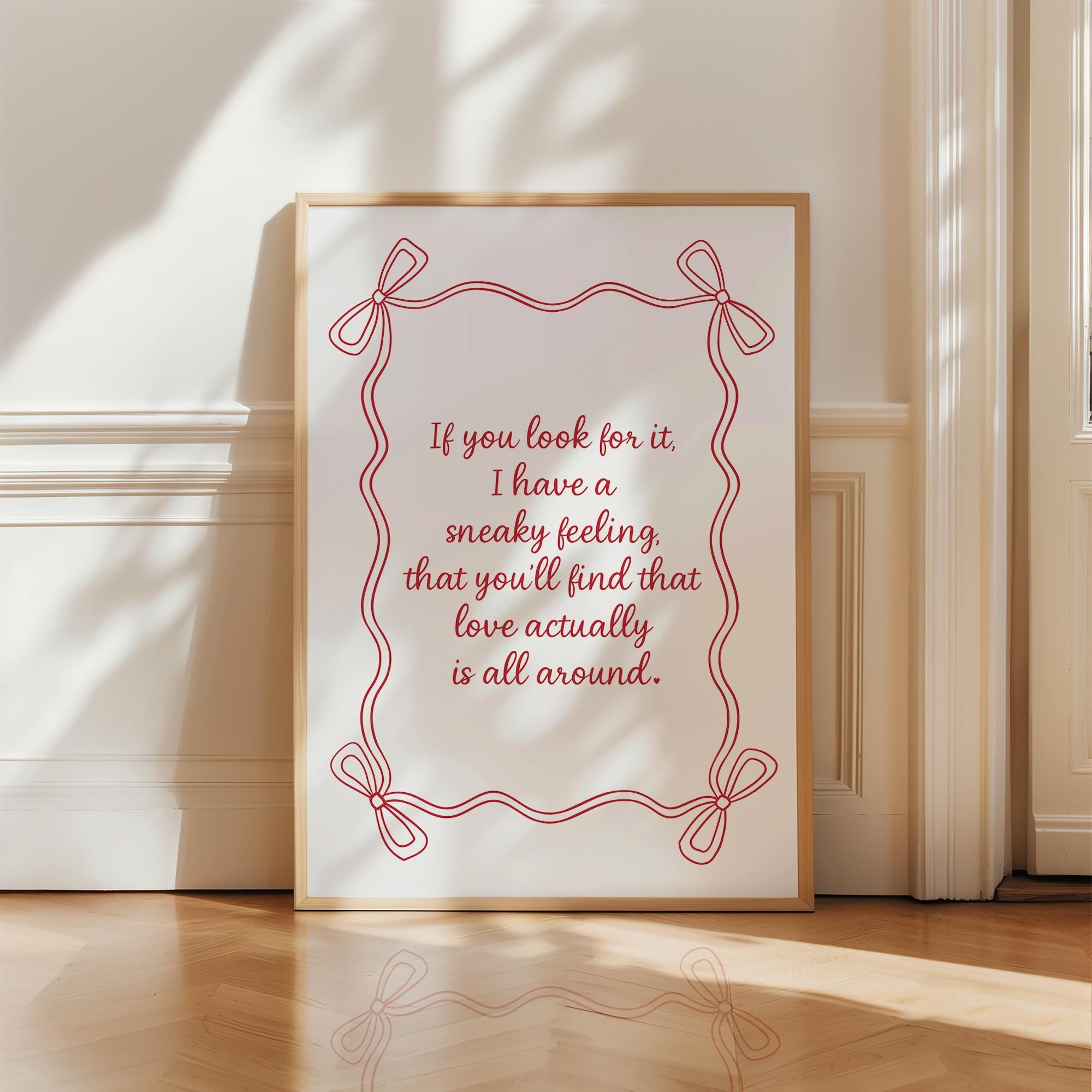 (No Frame) Love Actually Quote Print, Retro Love Poster, Red ...