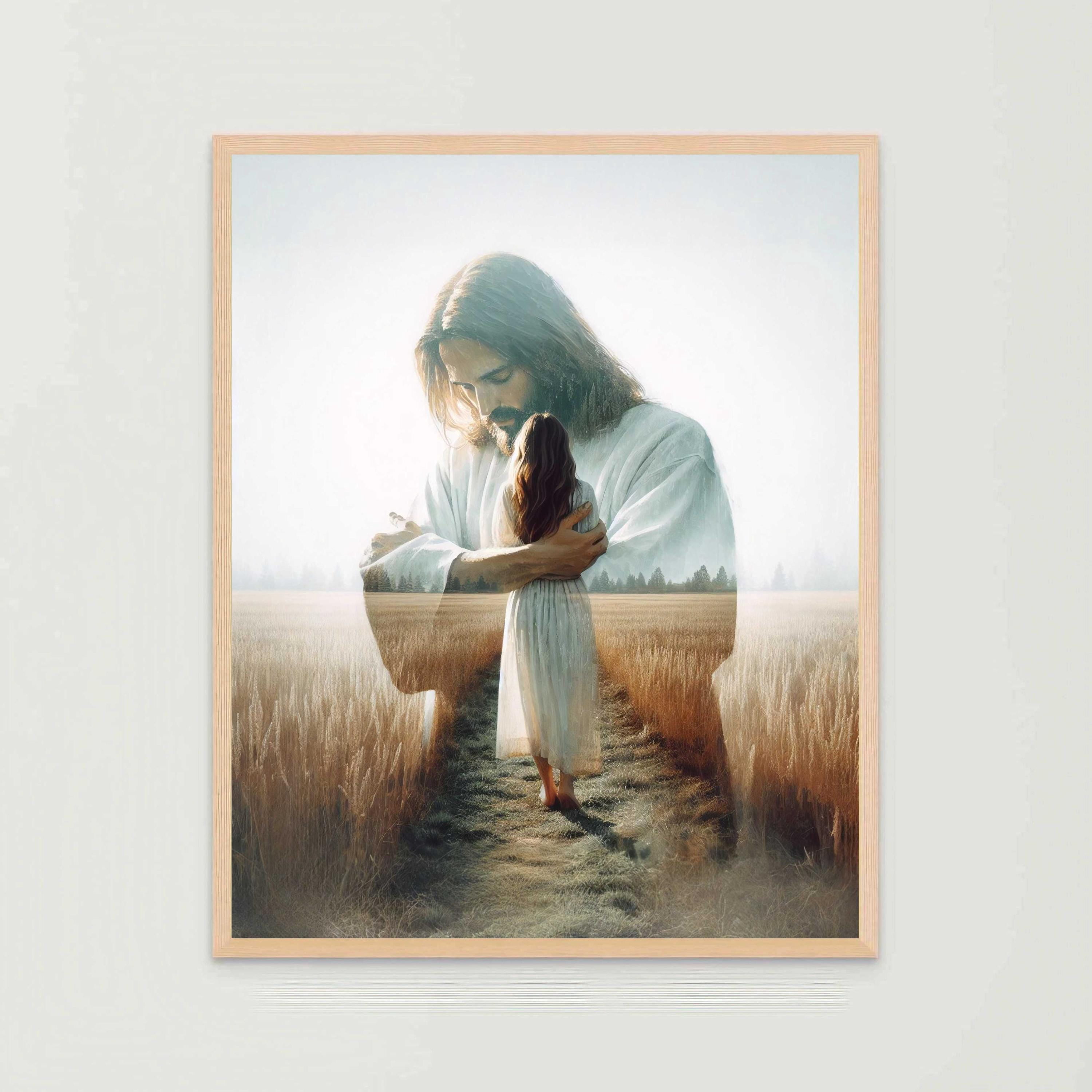(No Frame) Love of Christ, Christian Art, Jesus Hugging Woman, Jesus ...