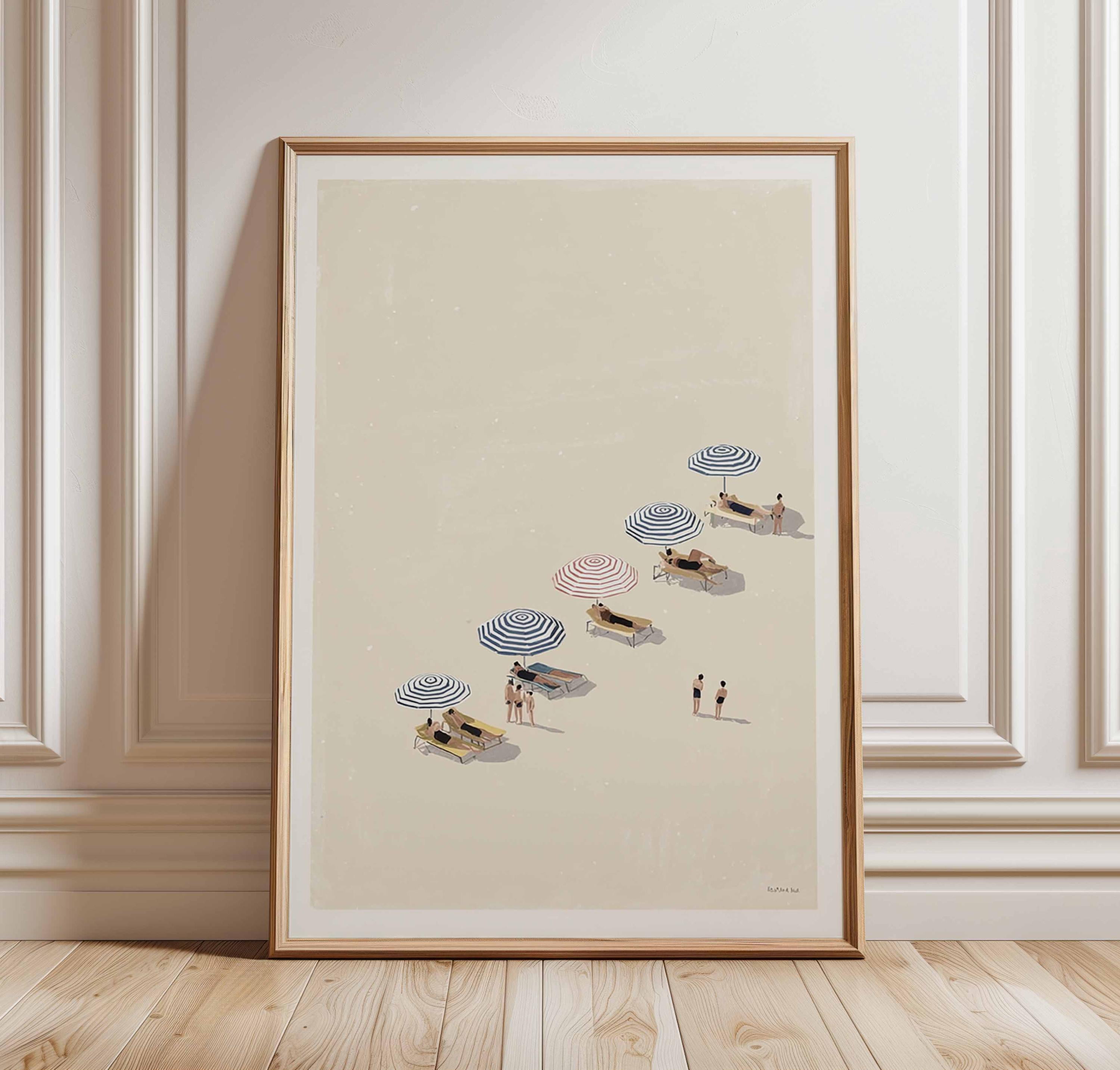 (No Frame) Minimalist Beach Poster Print, Coastal Umbrella Wall Art ...