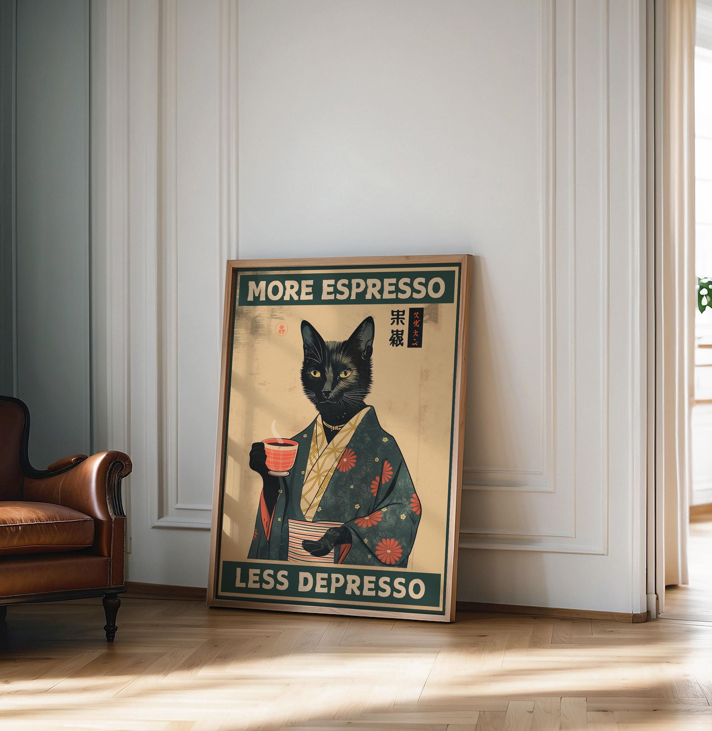 No Frame More Espresso Less Depresso, Funky Kitchen Print, Coffee ...